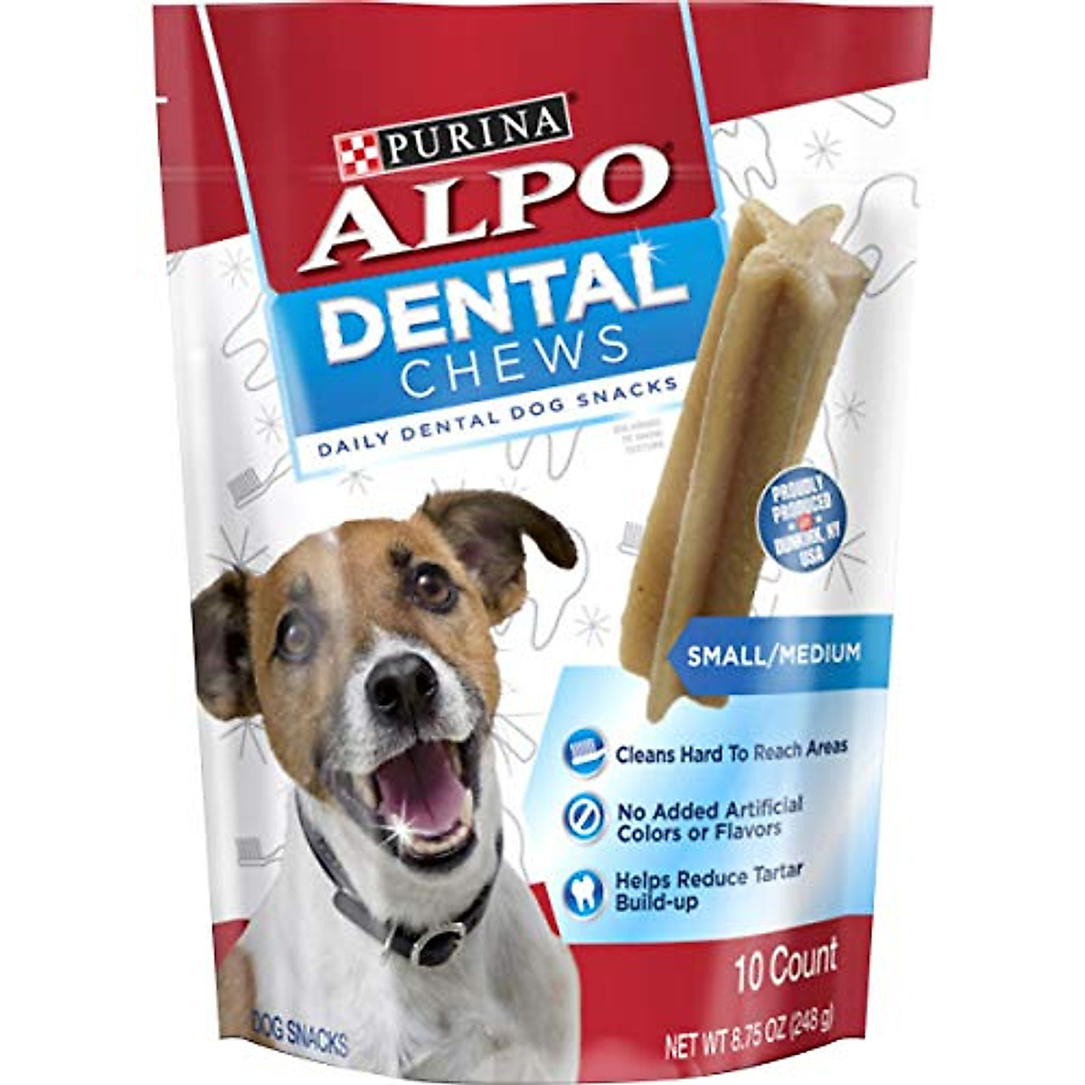 Purina Alpo Dental Chews 10 Count (Pack of 3) Small/Medium Daily Dental Dog Snacks