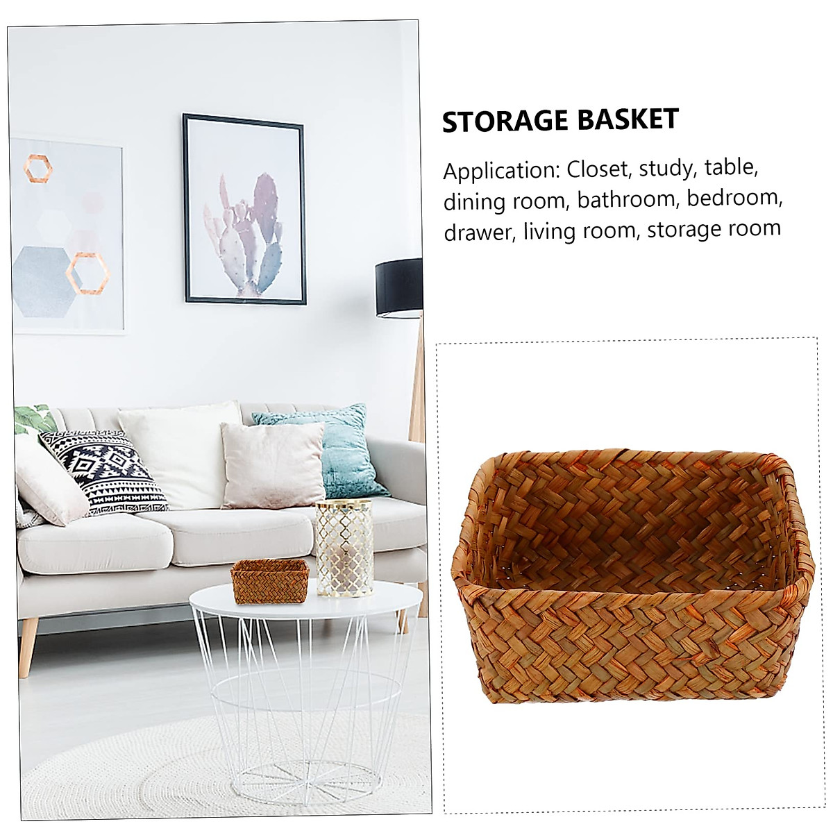 Holibanna Retro Decor 2 Pcs Woven Storage Box Manual Rattan Basket Seaweed Wicker Storage Basket