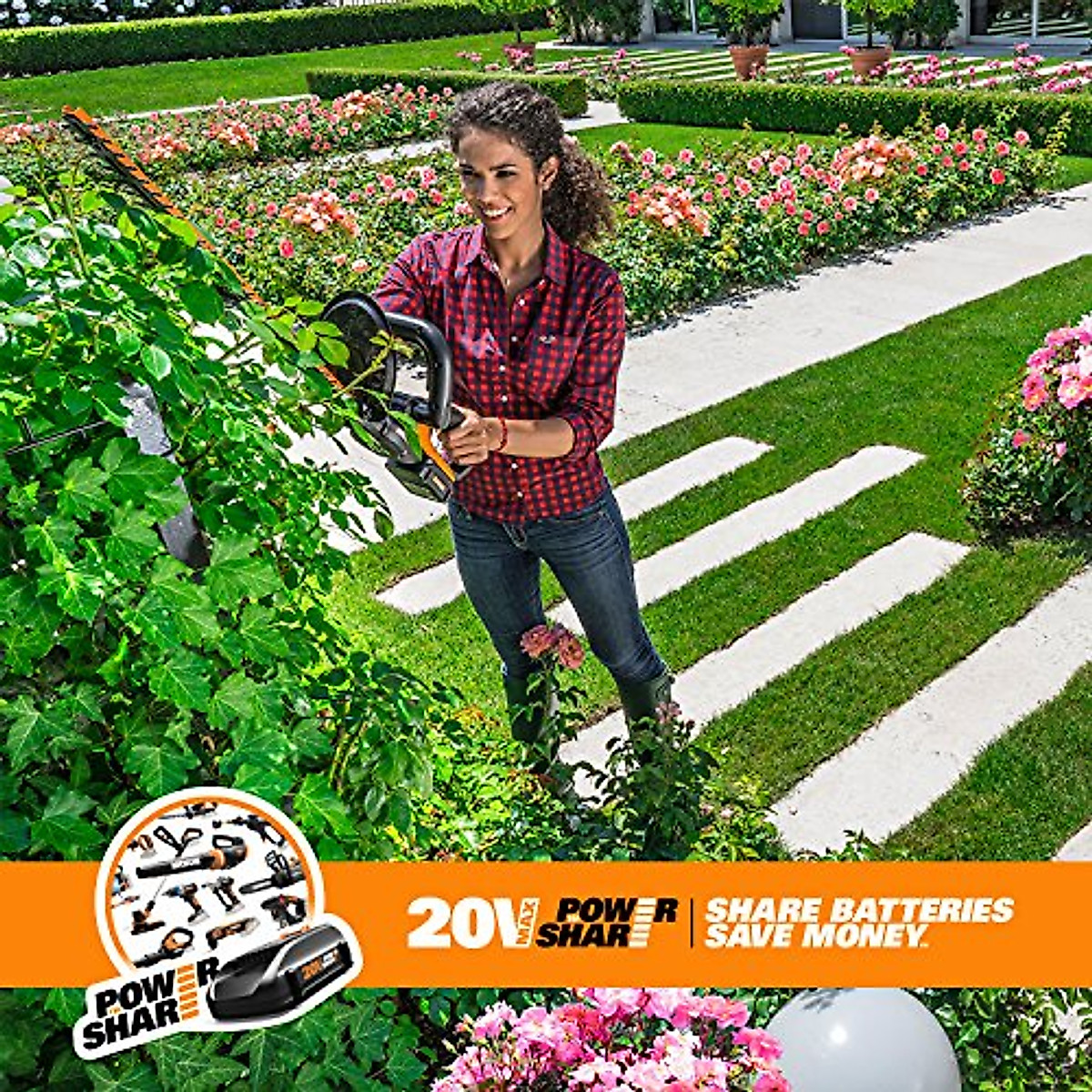 WORX WG255.1 20V PowerShare 20" Cordless Electric Hedge Trimmer