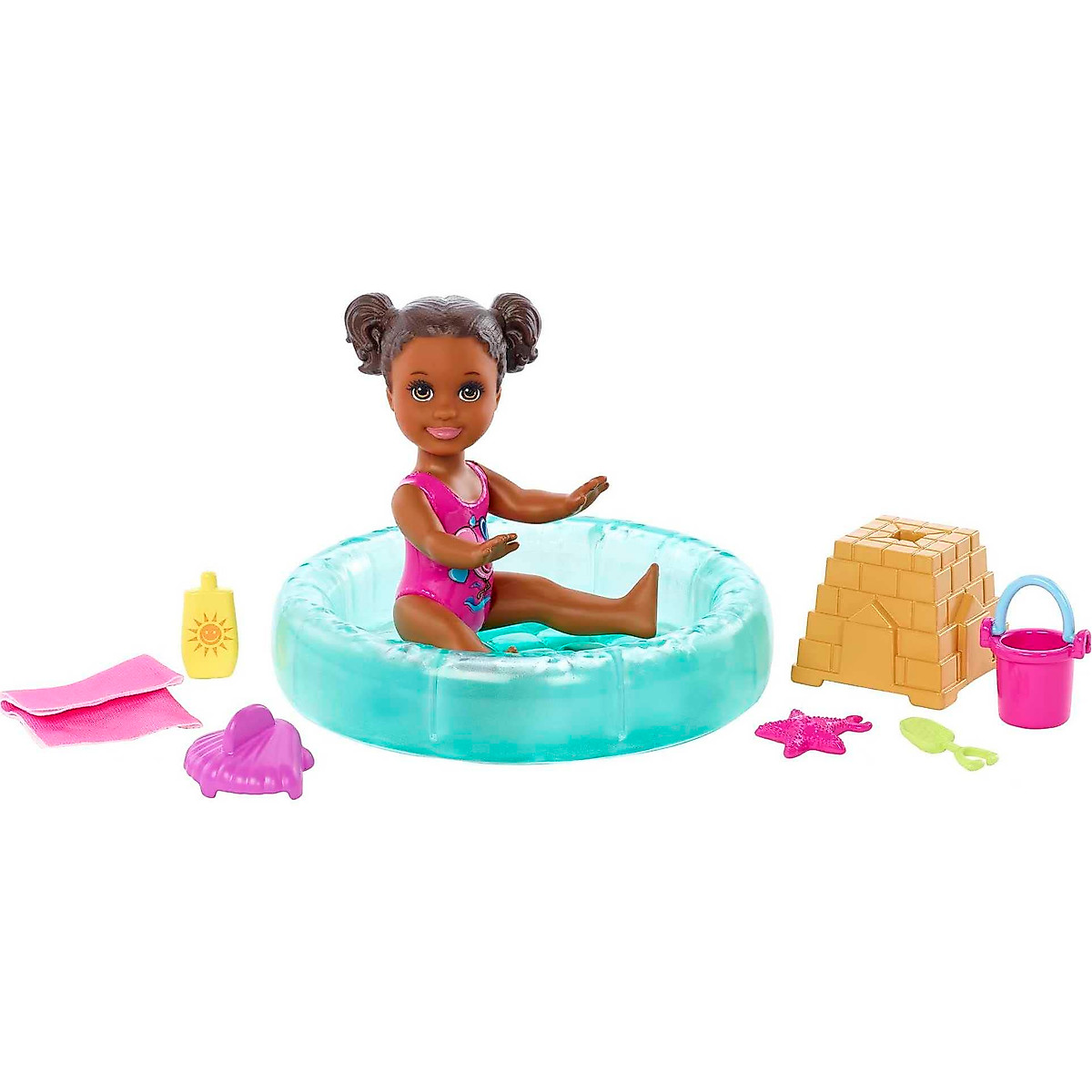 Barbie Skipper Babysitters Inc Small Doll & Accessories Playset with Brunette Doll, Swimming Pool & Water-Themed Pieces