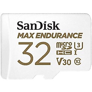SanDisk 32GB MAX Endurance microSDHC Card with Adapter for Home Security Cameras and Dash cams - C10, U3, V30, 4K UHD, Micro SD Card - SDSQQVR-032G-GN6IA