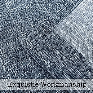 Central Park Ombre Window Curtain Panel Linen Gradient Print on Rayon Blend Fabric Drapery Treatments for Living Room/Bedroom, Cream White to Indigo Blue, 40" x 63", Set of 2