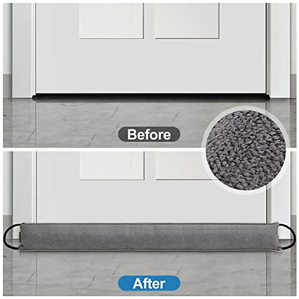 LONGTM Under Door Draft Stopper 36inch, Under Door Noise Blocker Door Snake Draft Stopper Weighted Saving Energy Under Door (Dark Grey) 2LBS