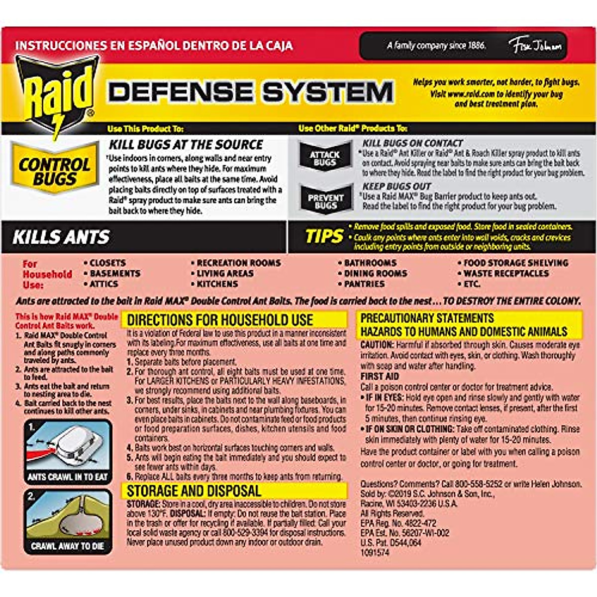 Raid Max Double Control Ant Baits, Household Use Defense System to Control Bugs, Dual Bait Technology (0.28 Ounce (Pack of 1))