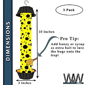 Jumbo Fly Stick- Super Sticky Fly Trap, Bugs Flies & Insects (3 Traps Included)-[3 Pack]