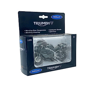 Welly Die Cast Motorcycle Black Triumph 2002 Daytona 9551, 1:18 Scale