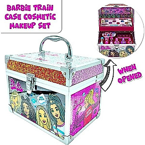 Barbie Movie Kids Makeup Kit for Girls, Real Washable Toy Makeup Set, Barbie Gift, Play Makeup and Pretend Play Toys Ages 3 4 5 6 7 8 9 10 11 12