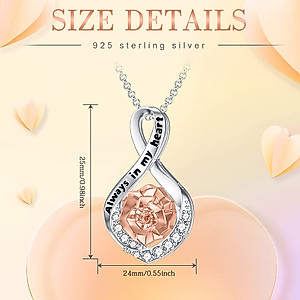 Flpruy Rose Urn Necklaces for Ashes 925 Sterling Silver Rose Infinity Urn Pendant Cremation Keepsake Memorial Pendant Necklace for Ashes for Human
