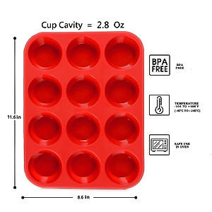SAMZAREULO Silicone Muffin Pan - 12 Cups Regular Cupcake Pan