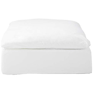 Sunset Trading Contemporary Puff Collection Slipcovered 44" Square Sectional Modular Stain-Proof Water-Resistant Washable Performance Fabric | White Ottoman, Oversized Down Filled Large Sofa Footrest