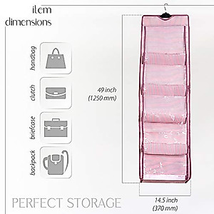 EDNA HOME Hanging Handbag Purse Organizer, Large & 2-Sided with 10 Clear Pockets, Organize & Protect Your Purse, Handbag, Pocketbook, Reticule, Towel, Attache & Other Stuff, Made in Europe