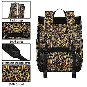 ALAZA Hand Drawn Boho Totemic Mascot Owl Large Laptop Backpack Purse for Women Men Waterproof Anti Theft Roll Top Backpack, 13 - 17.3 inch