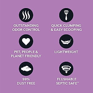 WORLD'S BEST CAT LITTER Multiple Cat Lavender Scented 32-Pounds - Natural Ingredients, Quick Clumping, Flushable, 99% Dust Free & Made in USA - Calming Fragrance & Long-Lasting Odor Control