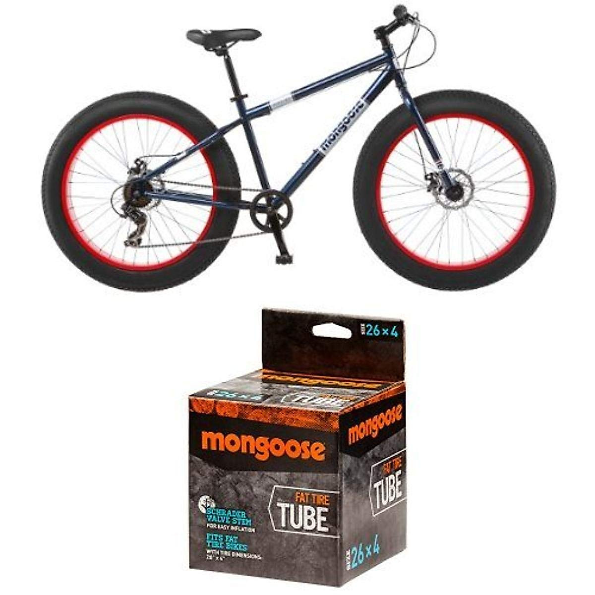 Mongoose Men's Dolomite Fat Boys Tire Cruiser Bike, Blue, 26 inch and Mongoose MG78253-6 Fat Tire Tube, 26 x 4.0"
