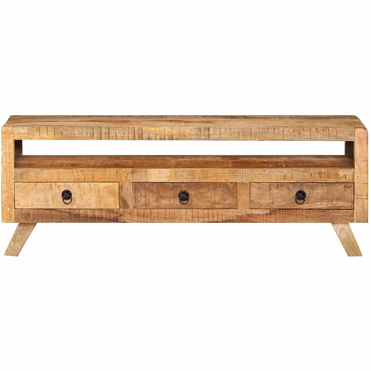 vidaXL Solid Mango Wood TV Unit - Versatile and Stylish Wooden TV Stand with Spacious Drawers and Shelf - Durable, Polished, and Painted - 43.3"x11.8"x15.7" Dimensions