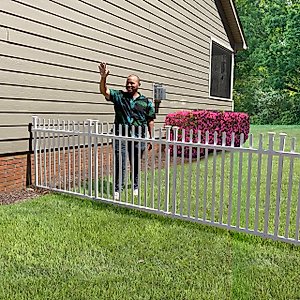 41in H x 44in W (2 Panels) No Dig Zippity Burbank Fence Panel Kit, No Dig Fence Panels, White Vinyl Fences for Yard, Temporary Fence for Backyard, White Picket Fence Garden Border, DIY Fence ZP19057