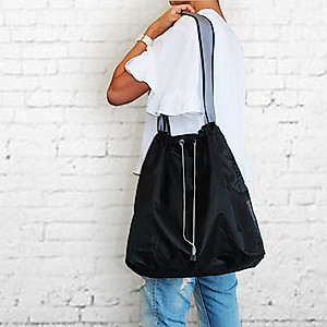 EcoJeannie 3 Pack Ripstop Nylon Foldable Reusable Grocery Shopping Bag with Pouch & Inner Pocket, Draw-String, NRS036