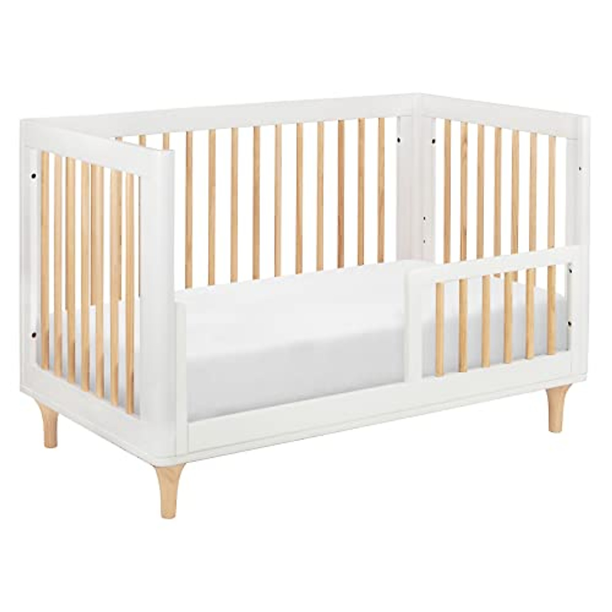 Babyletto Lolly 3-in-1 Convertible Crib with Toddler Bed Conversion Kit in White and Natural, Greenguard Gold Certified