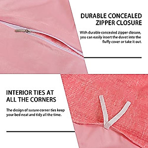 greenoak Duvet Cover Queen Size, Fluffy Luxury Plush Shaggy Duvet Cover Sets Velvet Bedding (1 Faux Fur Duvet Cover + 2 Pillowcases) Comforter Bed Sets 3 Pieces, Zipper Closure (Gradient Pink)