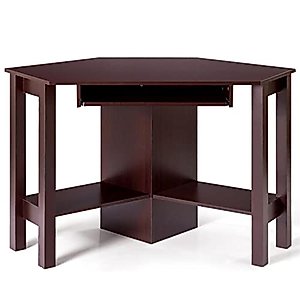 MJWDP Wooden Corner Desk with Drawers Computer Computer Desk Study Home Office Writing Study Desk