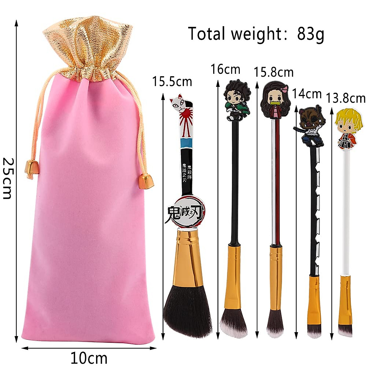 Cute Anime Demon Makeup Brushes - Anime Figure Tanjirou Nezuko Metal Cosmetic Brush Set - Eye Shadow Concealer Foundation Blusher (demon makeup brush 2)