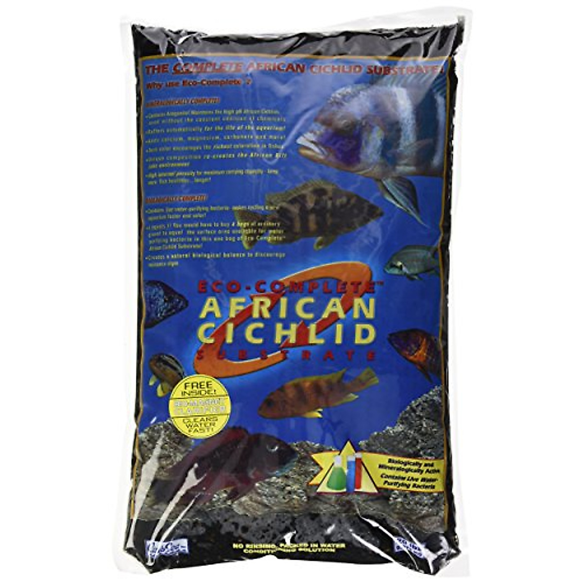 Carib Sea Aquatics Eco-Complete African Cichlid Zack Sand, 20-Pound, Black