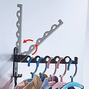 Gnimauhz Small Wall Clothes Rail, Aluminium Foldable Drying Rack Hook 90° Rotation Coat Hanger for Laundry Bathroom Balcony (1ps Black Fixed Seat)