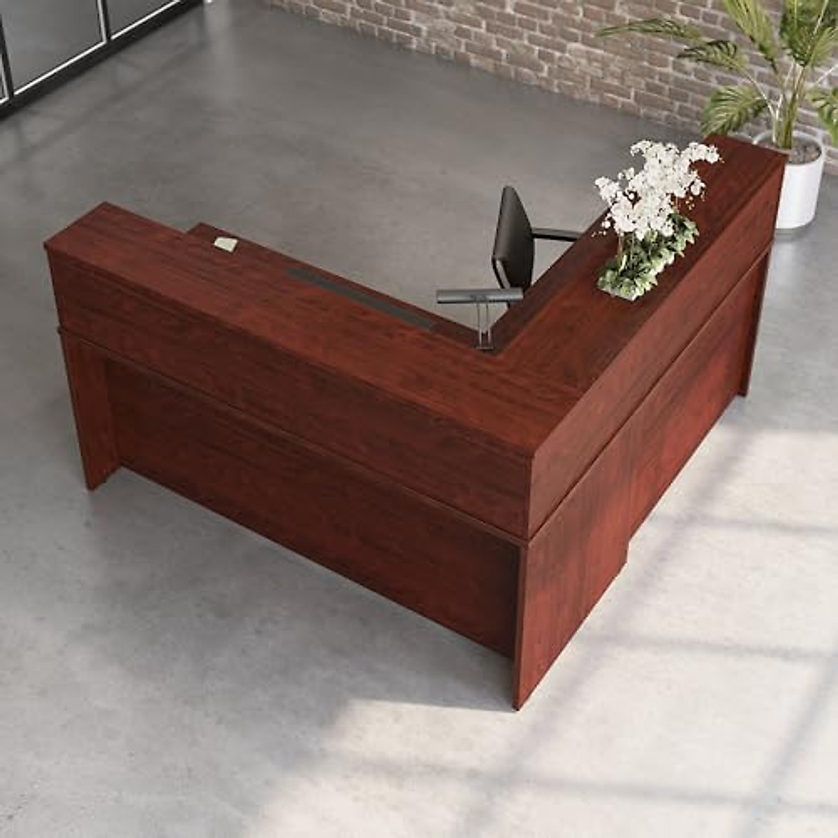 OfficeWorks by Sauder Affirm Reception Station, L: 70.87'' x W: 70.87'' x H: 13.58'', Classic Cherry