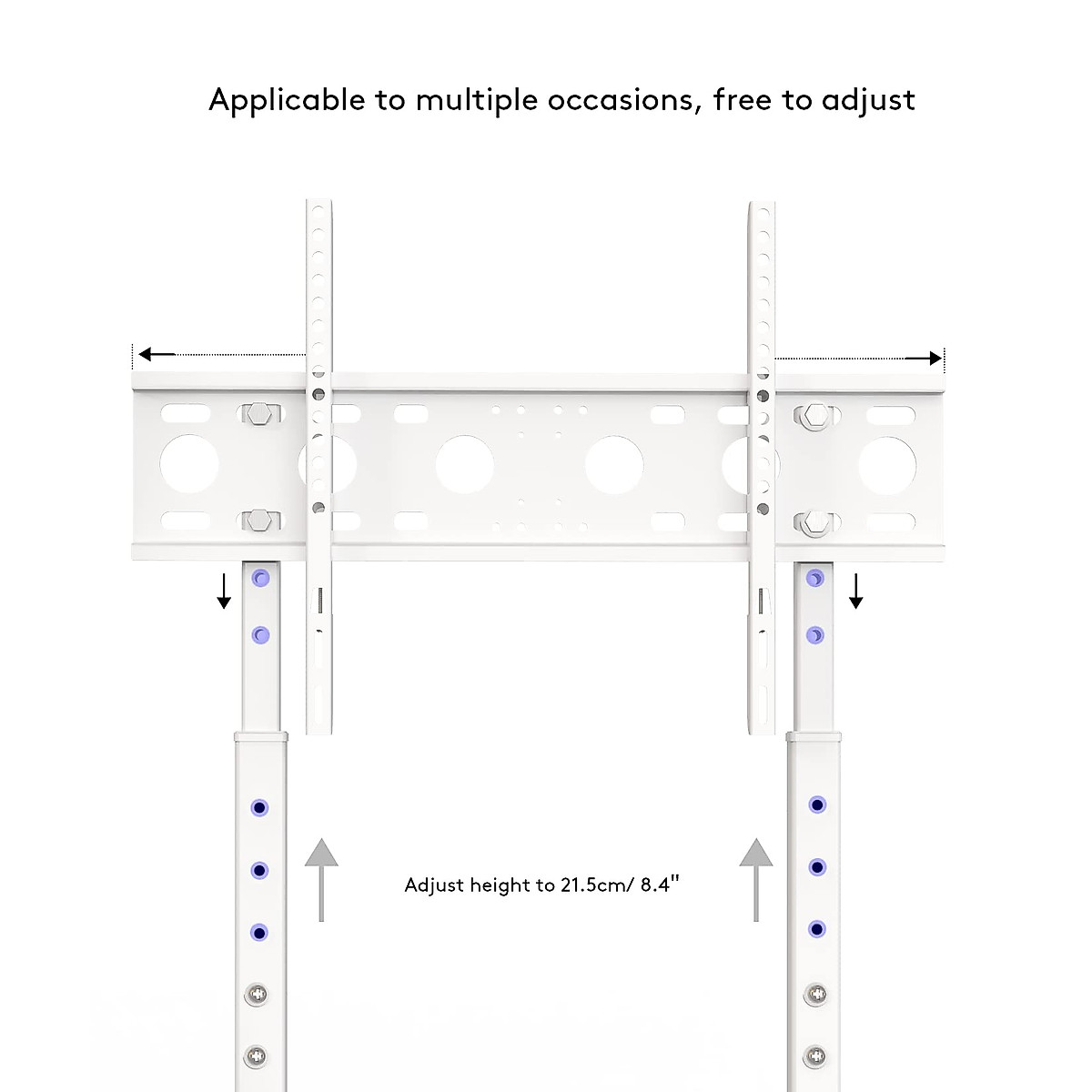 unho Universal Against The Wall TV Stand Floor: Free Standing Mount Stand with Height Adjustable Bracket for TV Bench Compatible with 32-65 inch Flat Panel LED LCD Plasma Screens (White)