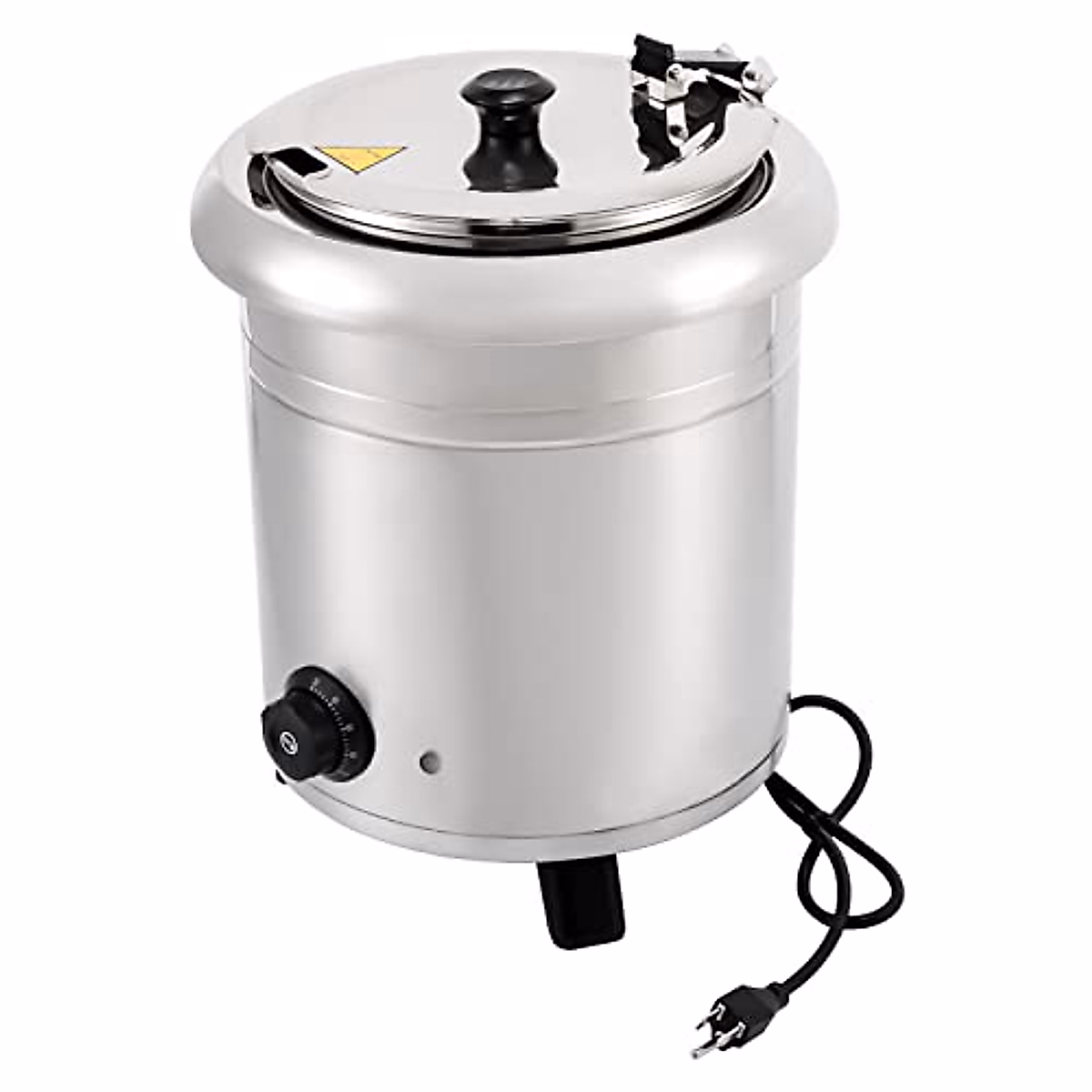 Commercial Soup Kettle - 10QT Electric Countertop Food Soup Warmer Round Restaurant Soup Kettle with Temp Control Stainless Steel Hinged Lid Detachable Pot for Home, Catering, Restaurants, Silver 400W