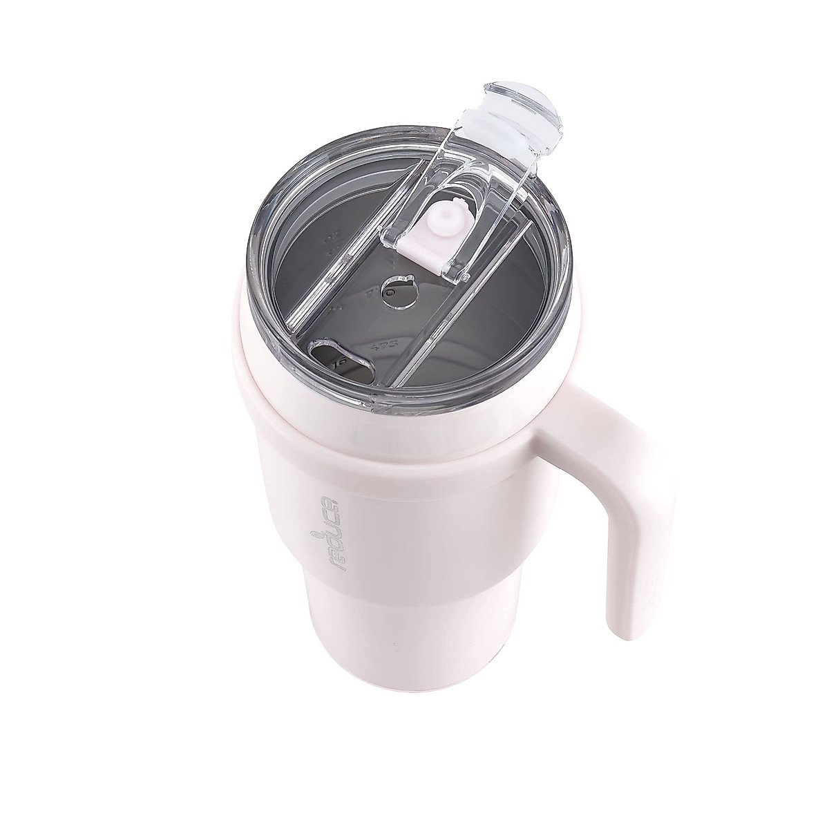 REDUCE Cold1 40 oz Tumbler with Handle - Vacuum Insulated Stainless Steel Water Bottle for Home, Office or Car, Reusable Mug with Straw or Leakproof Flip Lid, Keeps Drinks Cold All Day- Gloss Cotton