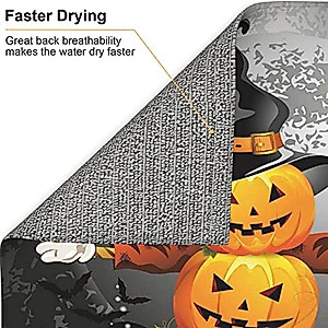Halloween Pumpkins Printed Drying Mat For Kitchen Ultra Absorbent Microfiber Dishes Drainer Mats Non-Slip Silicone Quick Dry Pad - 18 X 16inch