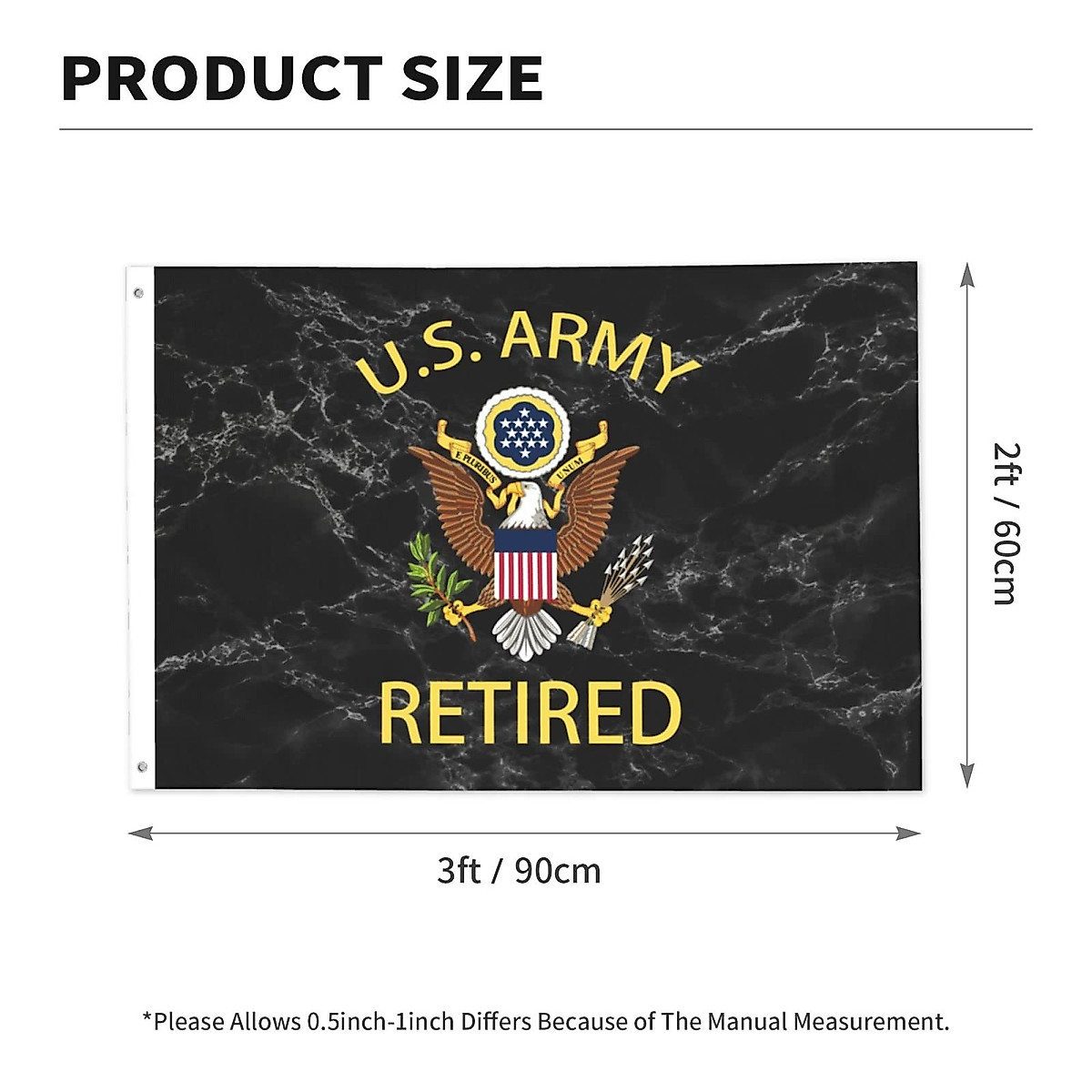 US Army Retired Premium 2x3FT Flag - Durable and Vibrant Design for Indoor/Outdoor Use
