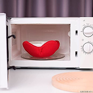 Small Microwave Bowl Huggers - Polyester Bowl Holders For Hot Food Hot Plate Holder Microwave Bowl Cozy Huggers - Heat Resistant Plate Hot Pads Microwave Hand Warmers Reusable Kitchen Gadget liberhaus