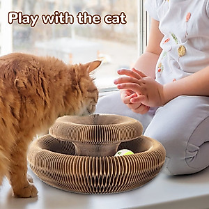 2 Pack Magic Organ Cat Scratching Board, Snufflepaw Accordion for Cats, Interactive Scratch Pad with a Ball, Foldable Recyclable Kitty Kurlz Cat Toy for Indoor Cats