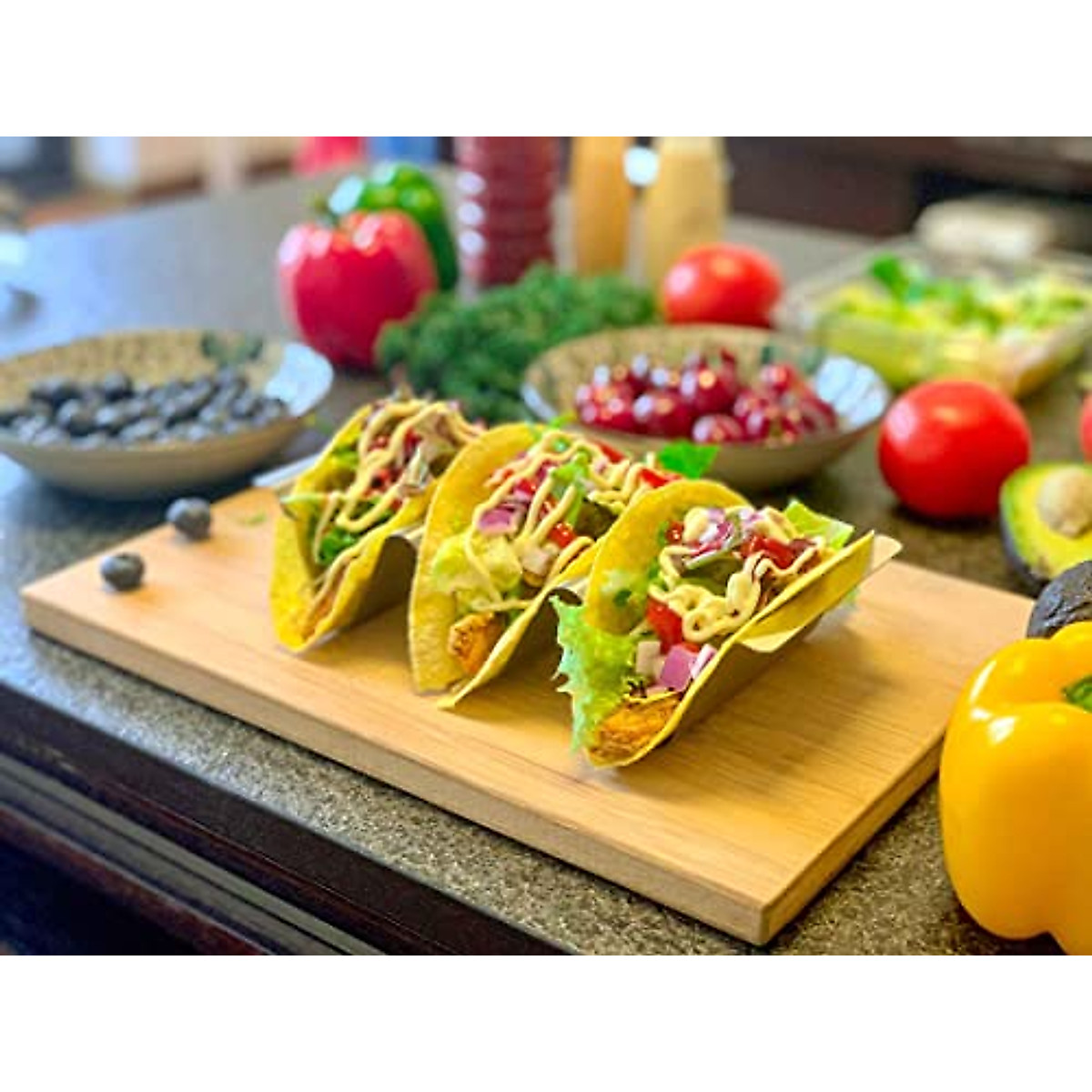 Taco Holder - Taco Stand Stainless Steel Set of 4, Dishwasher, Oven and Grill Safe, Easy to Clean and Folded Up for Compact Storage, Nacho Trays for Taco Tuesday Dinner Party