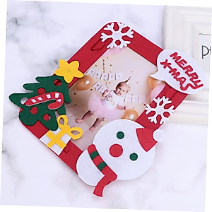 Homoyoyo Christmas Photo Booth Prop Frame Nonwoven Photo Frame Christmas Photo Frame Craft Red Photo Frame Decorative Picture Frames Frame Materials Package Hanging Photo Frame Child Manual