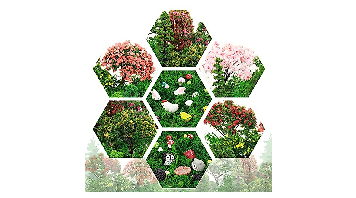 72 Pc Miniature Fairy Garden Kit | Trees, Animals & Moss DIY