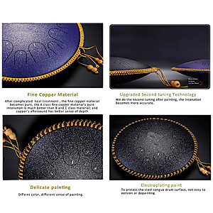 YWJJMY 15 Notes Steel Tongue Drum 13 Inch Handpan Drum Harmonic Tank Drum Meditation Yoga Zen with Mallets Travel Bag for Beginner Music Lovers Gift (Color : Spotted Purple)