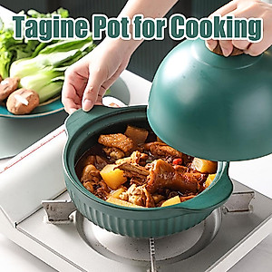 Xgxoz Ceramic Tagine Cooking Pot High-Quality Tagine Ceramic Tagine Cookware with 2 Handles, Casserole Pot for Home Kitchen