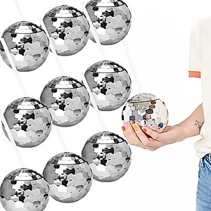 ANTQUE 9 PCS Disco Ball Cup with Straws, Tumbler Reusable Disco Flash Ball Cups for Party, Cocktail Ball Cups Spherical with Lid and Straw Wine Cups for Nightclub Bar Party Decor(Silver)