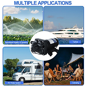 Tdrsuper Water Pressure Booster Pump, 110V AC Water Diaphragm Pump, 5.5GPM 75PSI with Power Plug, Self Priming RV Water Pump for Home Kitchen Bathroom RV Marine Yacht Garden Hose Black