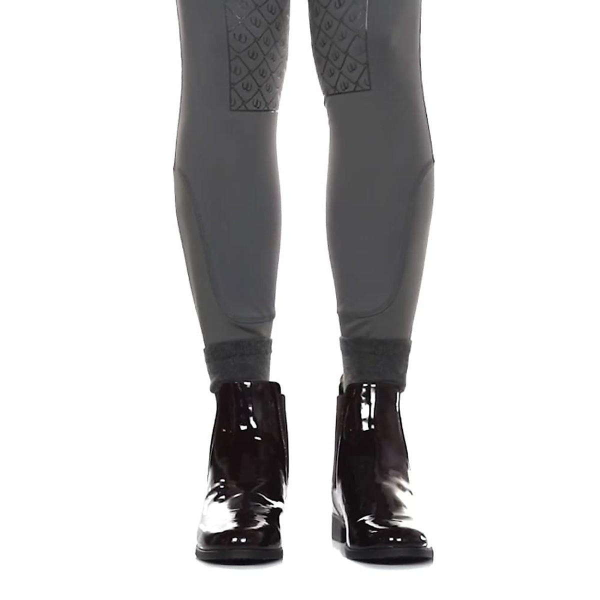 Ovation Women's Equestrian Leather Classic Style Ankle Low Heel Slip On Finalist Elastic Side Patent Jod Boots, Black, 8