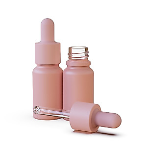 seafulee 1/3 oz Pink Coated Glass Dropper Bottles (10ML) with Glass Eye Dropper, UV Safe Bottles for Essential Oils and Aromatherapy (Pack of 12)