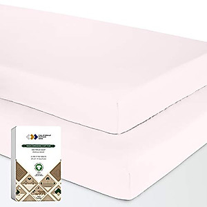 100% Organic Cotton Crib Sheets for Boys or Girls, Set Of 2 Fitted Sheets, Cooling & Softest Baby Crib Sheets for Girl, Crib Mattress Sheet or Toddler Bed Sheets, Percale (Blush Pink)