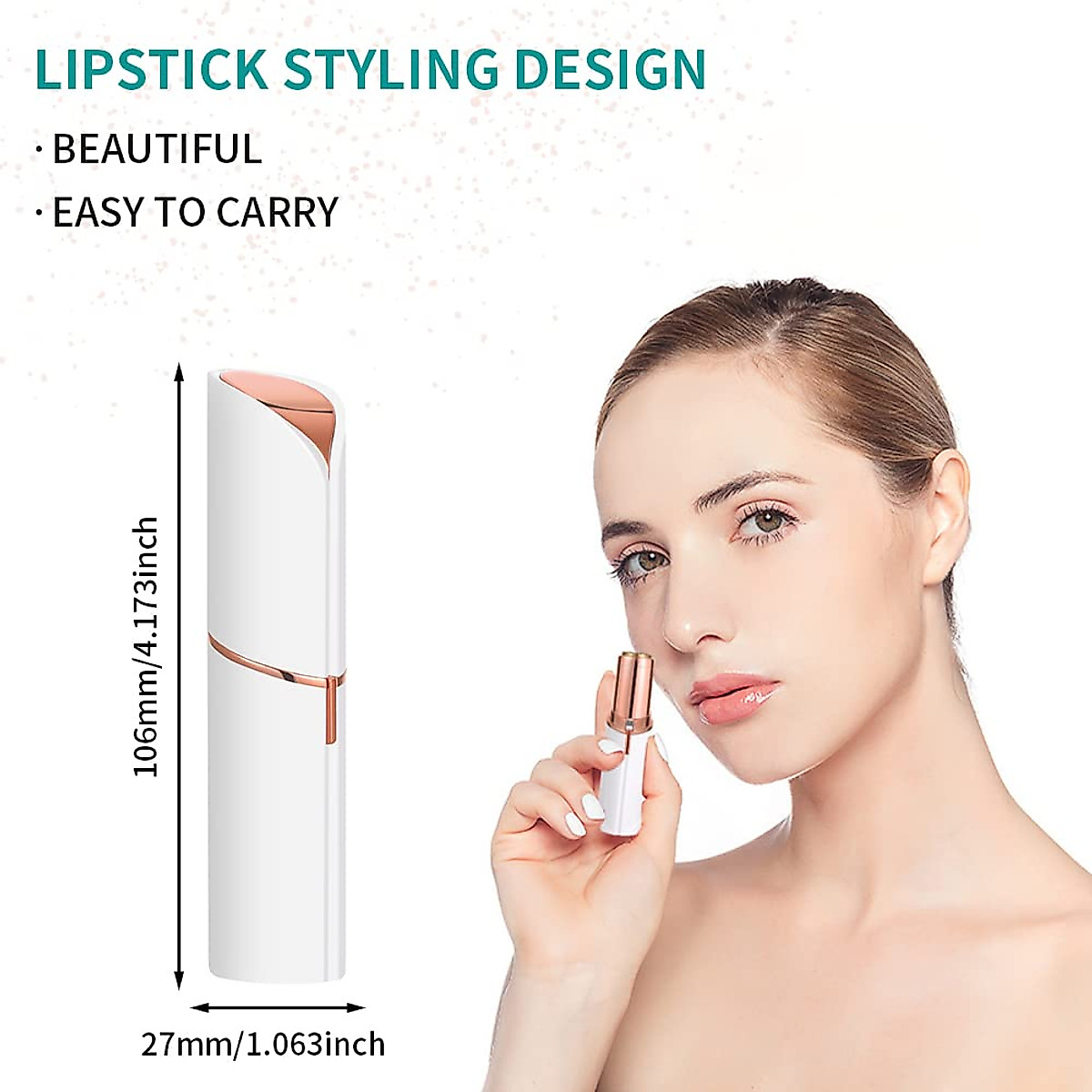 MEIYIXIN Facial Hair Removal Lipstick Hair Remover for Women Face Portable Painless Waterproof, Battery Powered Electric Hair Shaver Razor for Cheek, Chin, Lip and Neck
