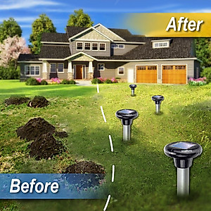Vekibee Pack of 2 Sonic Mole Repellent Solar Gopher Repellent Ultra Sonic Vole Chaser Mole Sonic Vibrator Spike Keep Moles Away from Yard Lawn