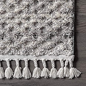 nuLOOM Lira Textured Geometric Tassel Area Rug, 9' x 12', Grey