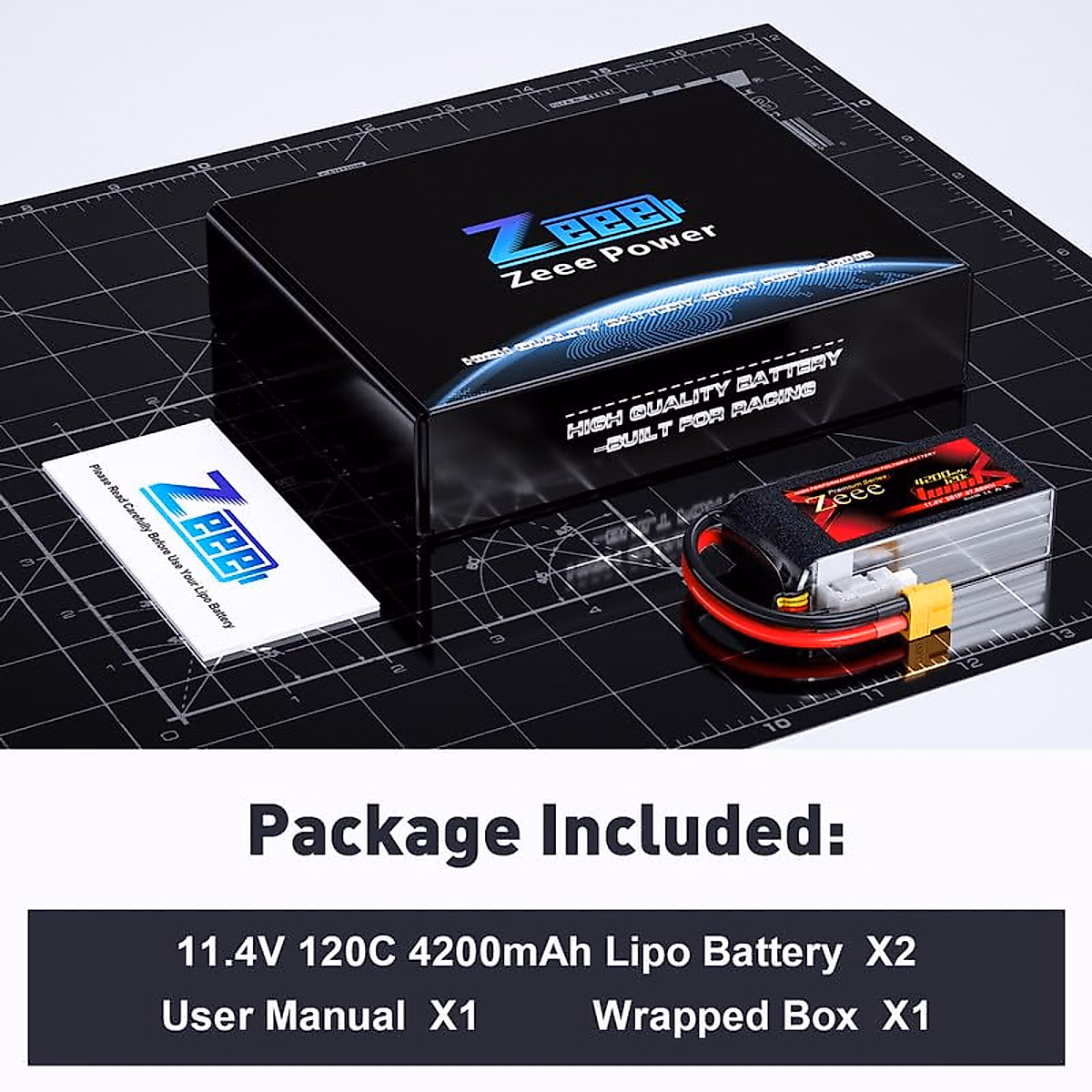 Zeee Premium Series 3S Lipo Battery 4200mAh 11.4V High Voltage Shorty Battery 120C with XT60 Plug Soft Case HV Lipo Compatible with Rock Crawler Helicopter Airplane Drone Boat Racing Models(2 Pack)