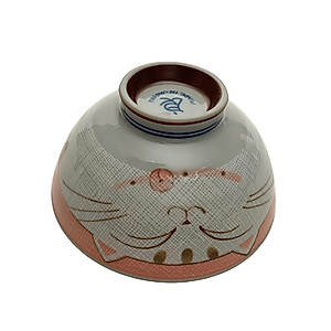 JapanBargain, Japanese Porcelain Bowl Rice Bowl Soup Bowl Made in Japan, Maneki Neko Smiling Cat Pattern